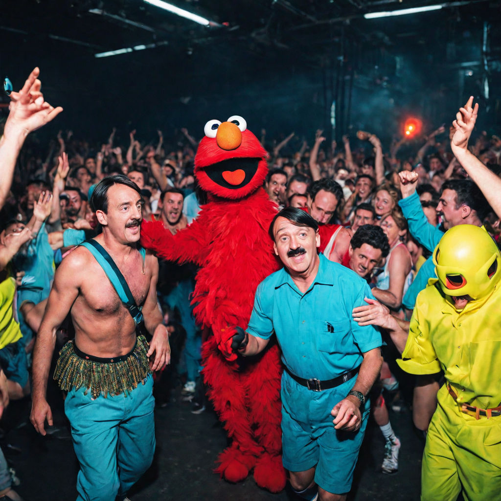 Hitler tripping with ELMO in a 90's rave party by zazulan - Playground