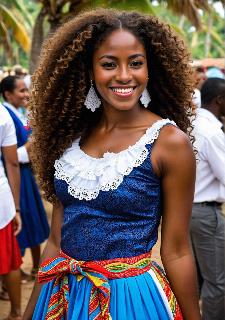 A young Afro-Dominican Black woman with dark skin. Her Afric... by ...