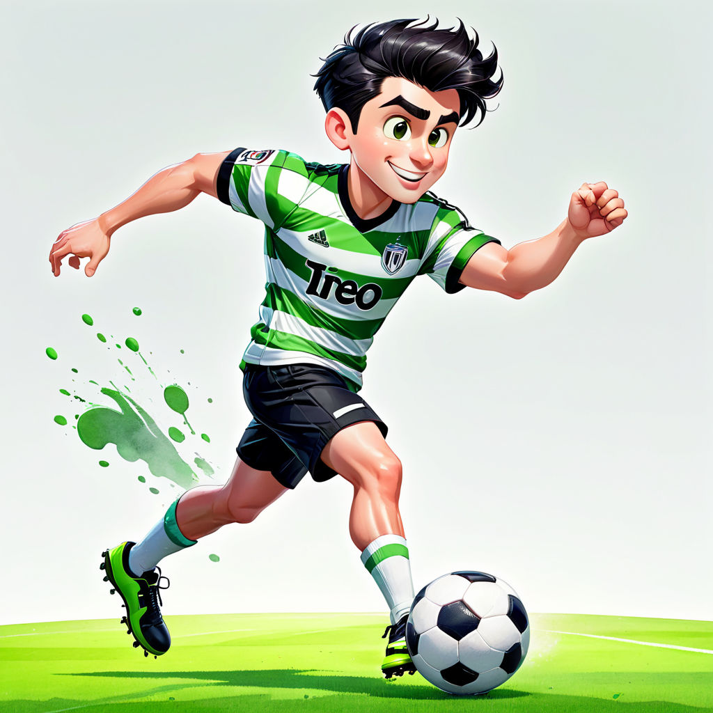 A cartoon illustration of a confident football player guy wi... by ...