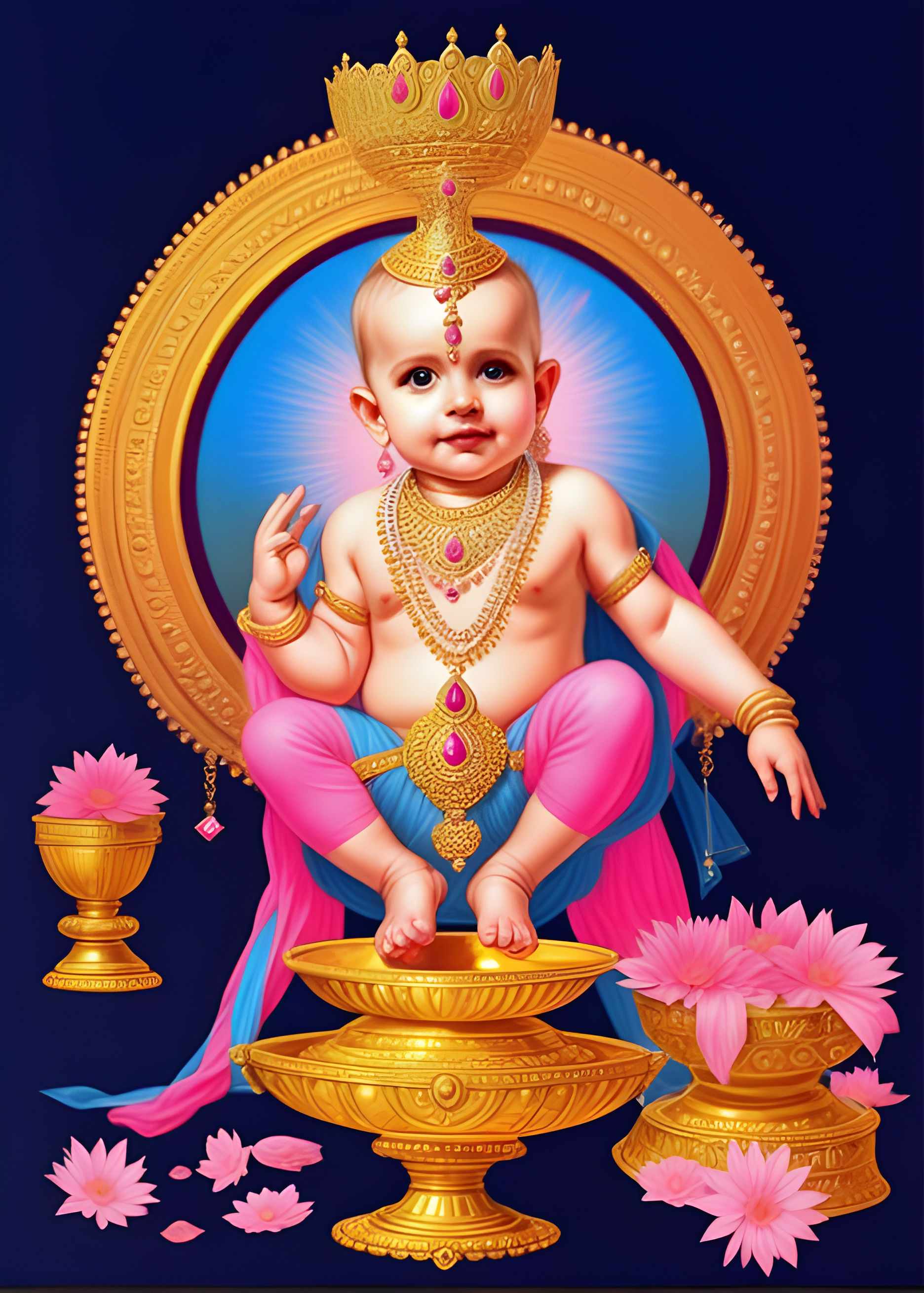 Digital art a baby god full of pink skin wearing traditional... by ...