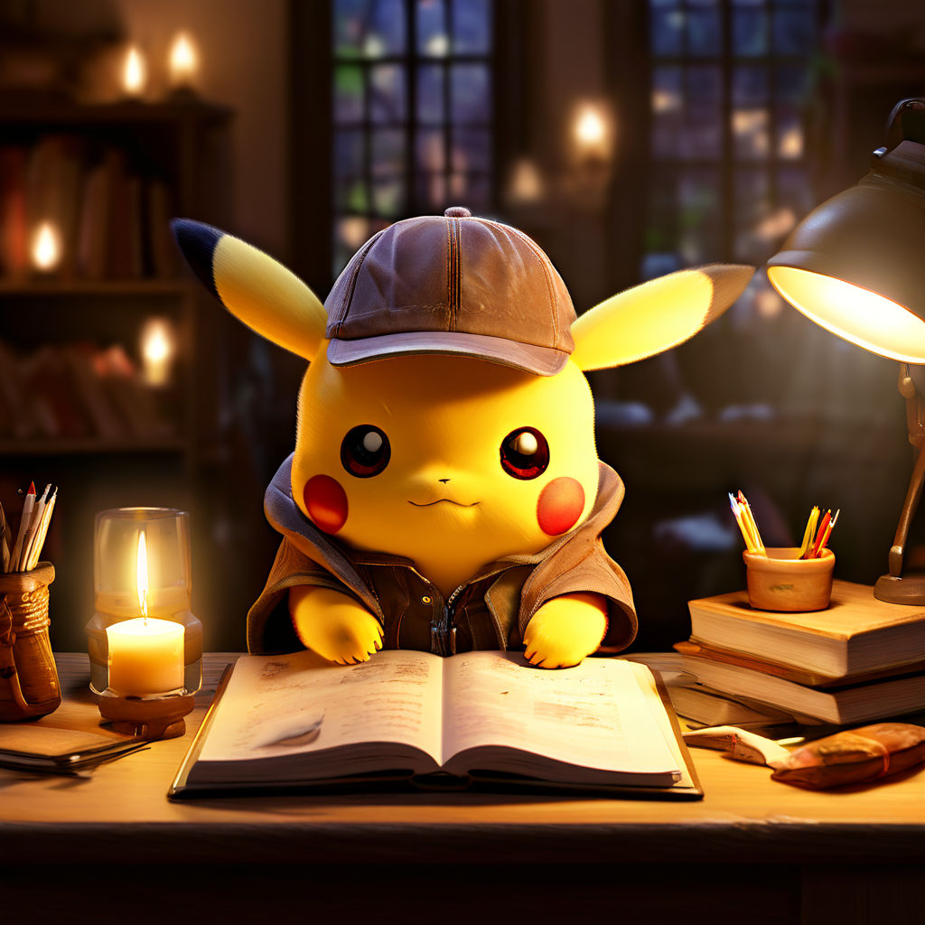 Pikachu in LuFy's attire engrossed in studying by JM Principito ...