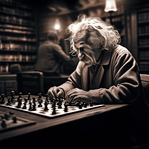 ALBERT EINSTEIN PLAYING CHECKERS VS COMPUTER IN THE LIBRARY ... by ...