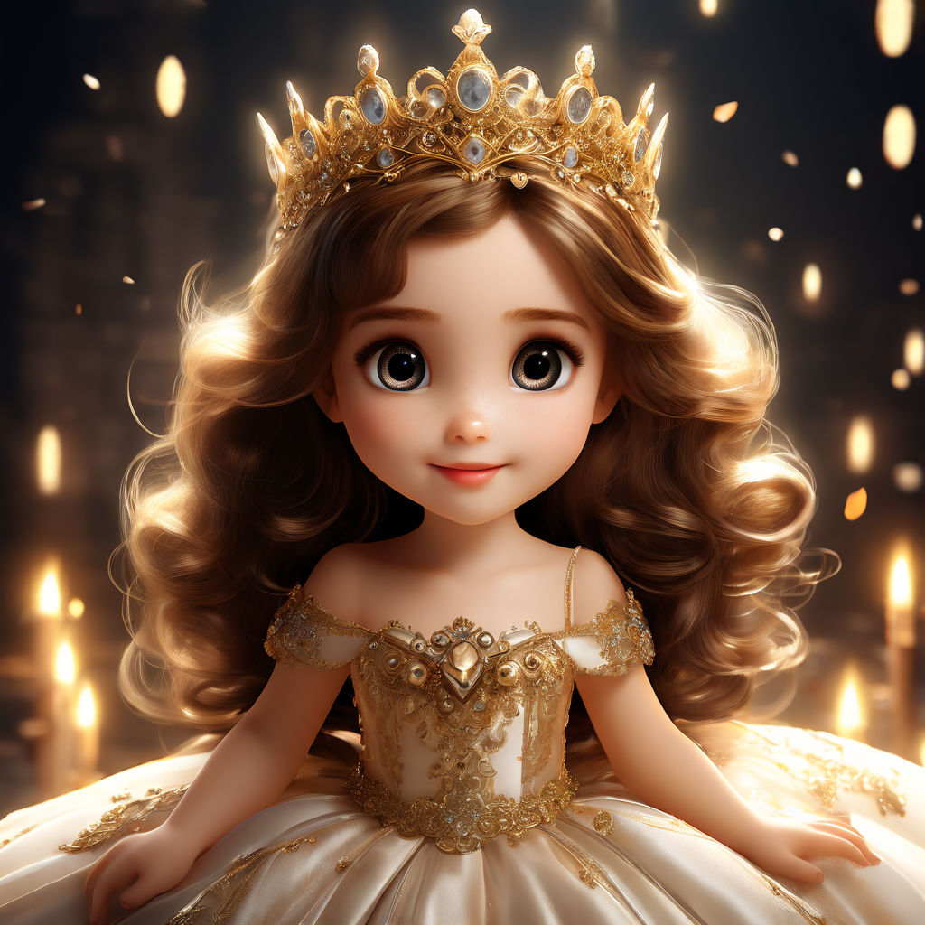 A very cute girl wearing a princess shining gown and crown ... by Maryk ...