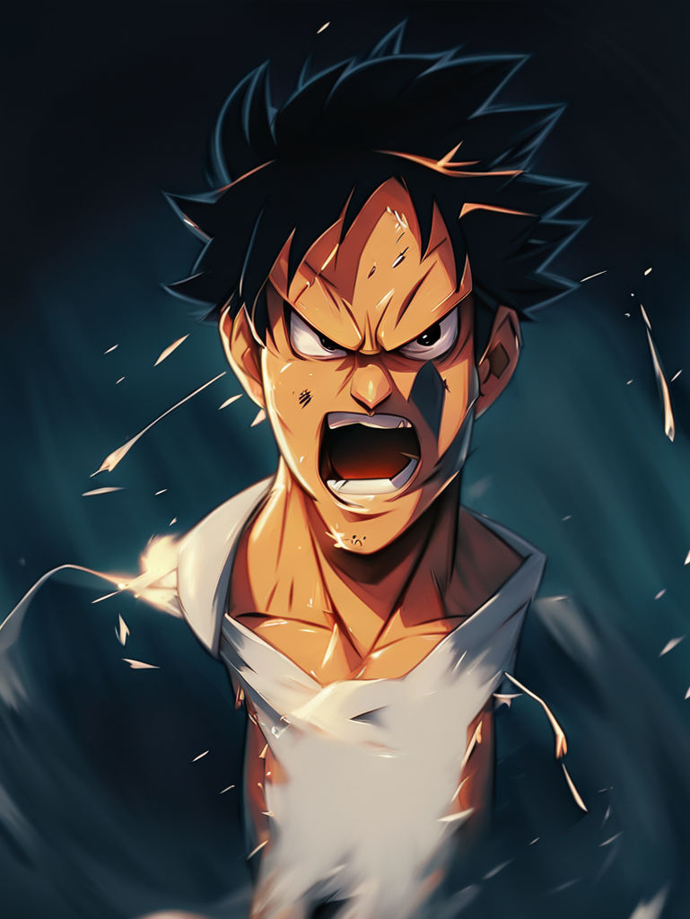 Monkey D. Luffy in dynamic Super Saiyan pose mid-battle by 고영환 - Playground