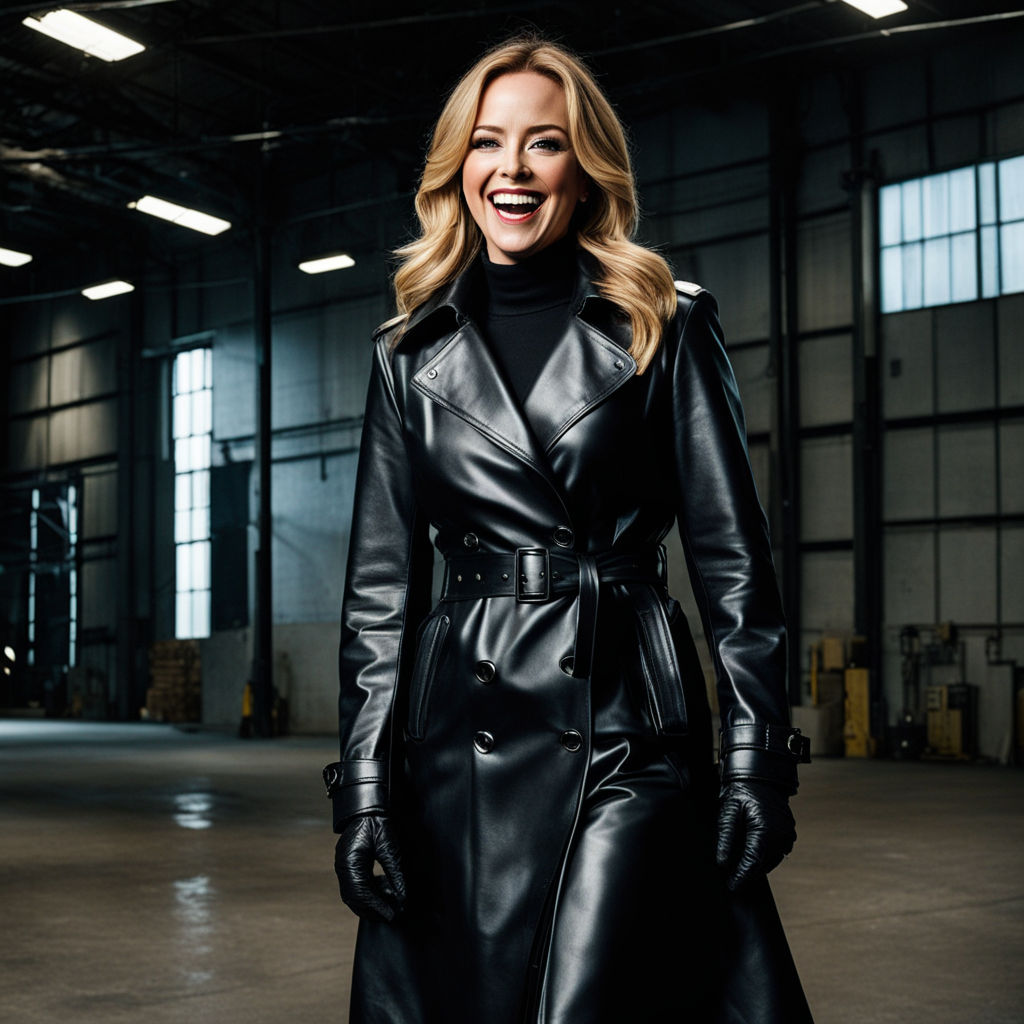 Evil Sydney Sweeney in leather gloves wearing a leather tren... by ...