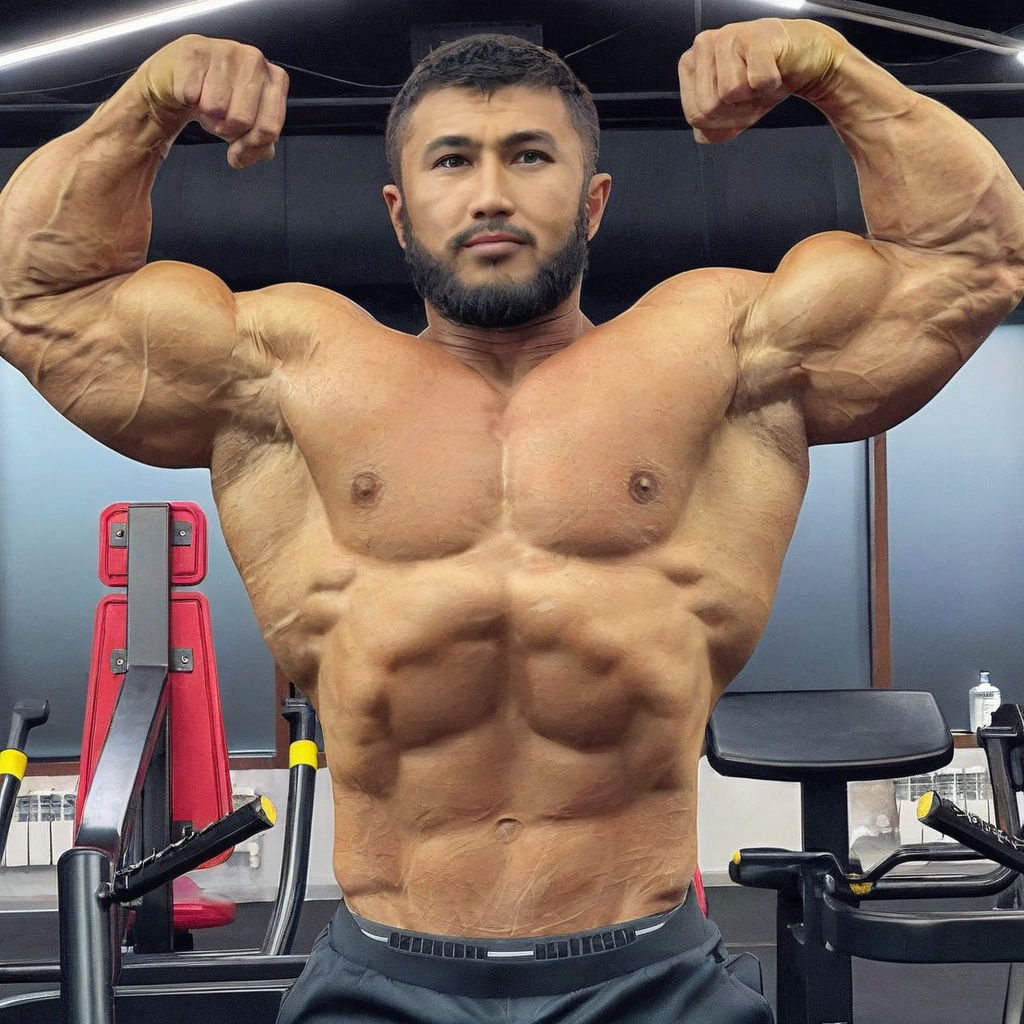 Bodybuilder flexing pronounced biceps by Muscle Fantasy - Playground