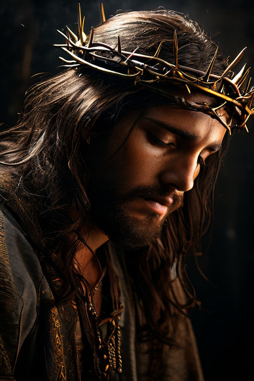 Lord Jesus bows his head and crowns with thorns by Rennen - Playground