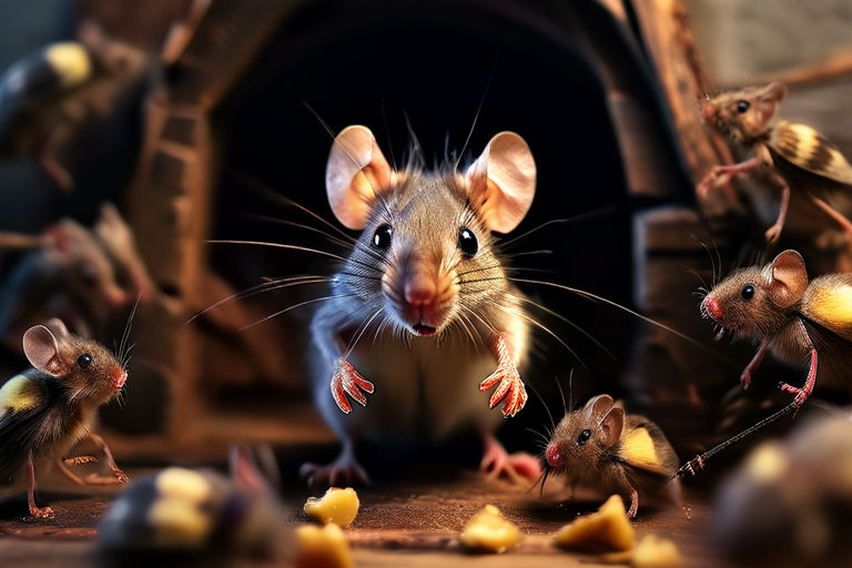 Mice and cockroaches are running away from house in horror by Юлия ...