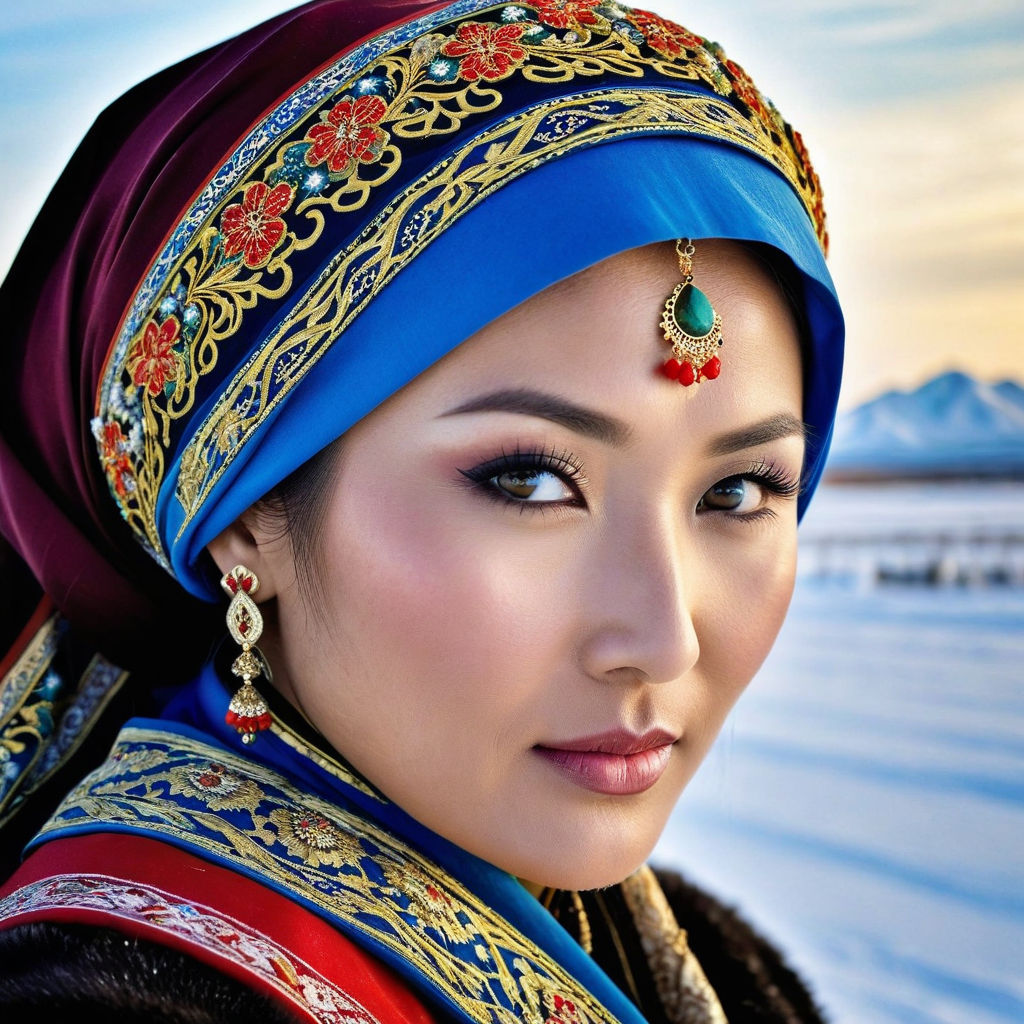 A Yakutsk woman elegant in traditional attire by hamza turan - Playground