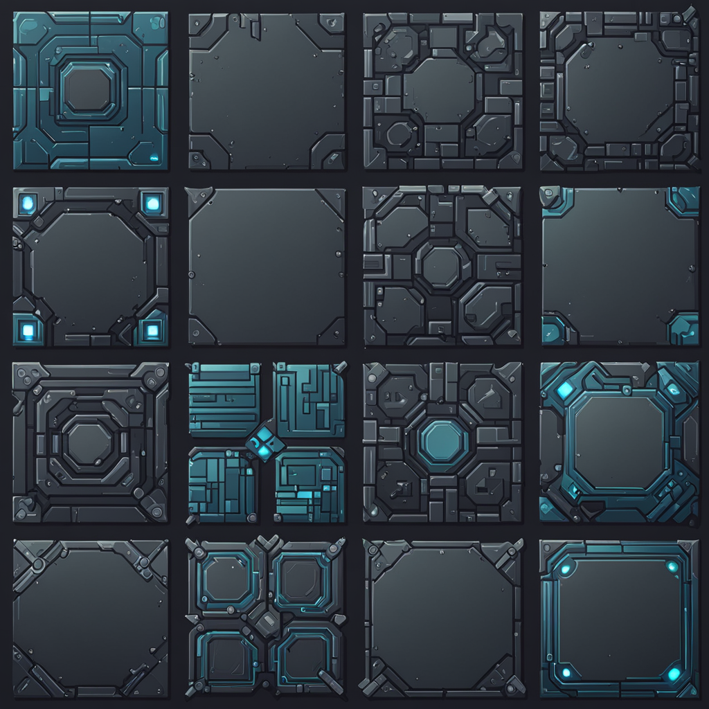 2D tile sci-fi set Wall Texture sprite divided in 12 quadran... by ...