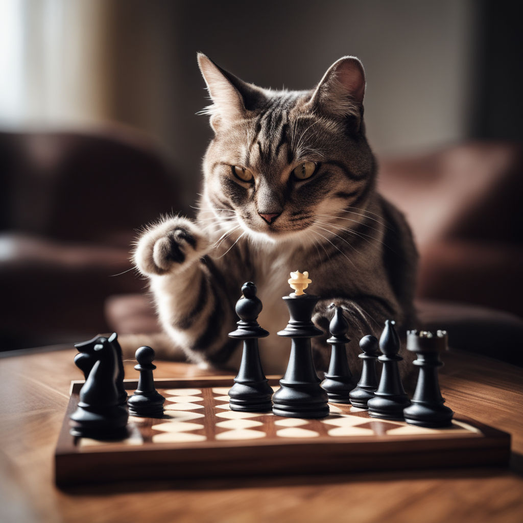 Playing chess, but cat by Layla Motek - Playground
