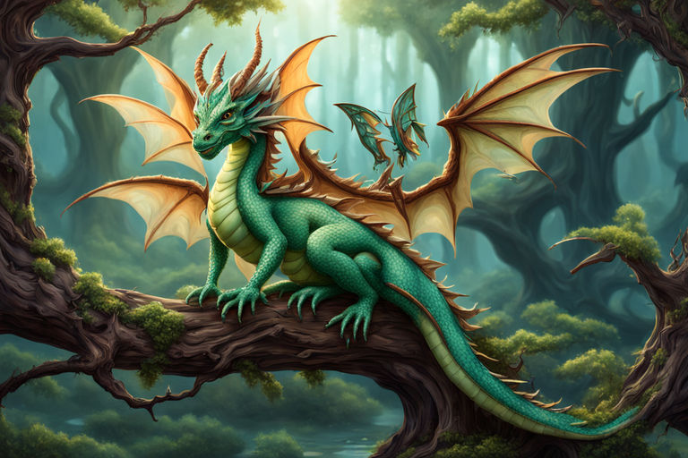 Dragon Fairy sitting on a tree branch by Shamim Rana - Playground