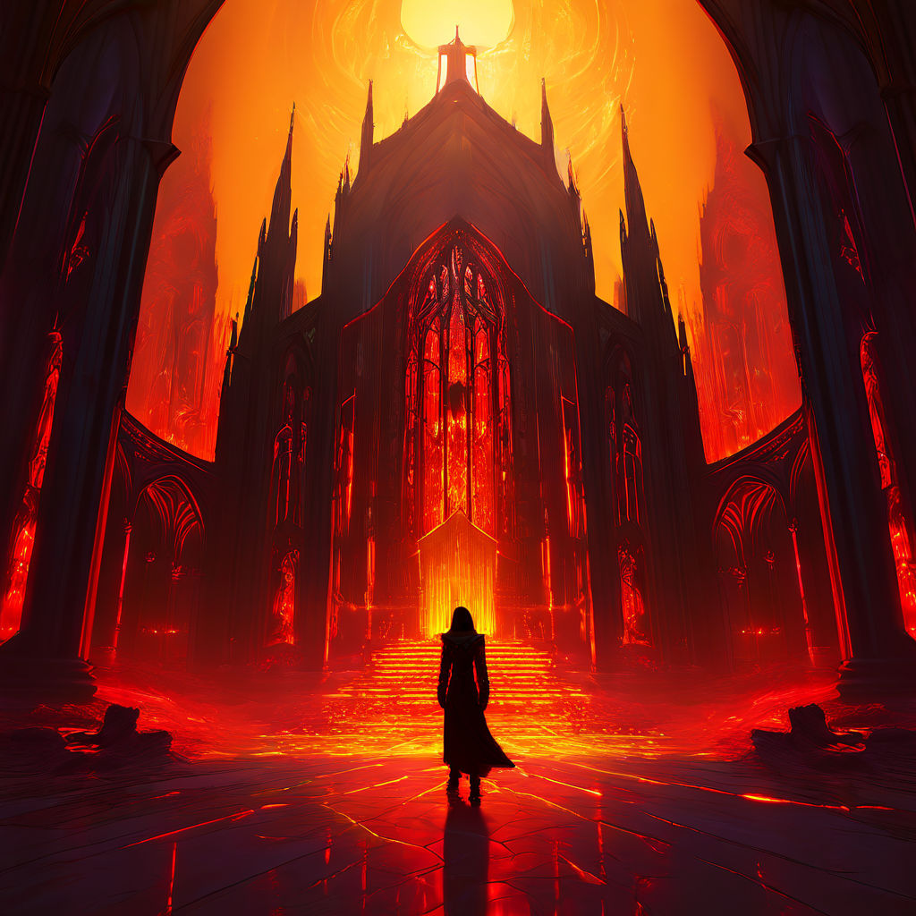 Dark fantasy holy church constructed from scarlet and ivory ... by ...