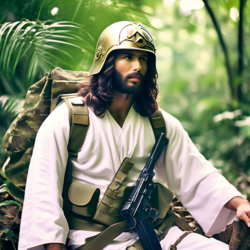 Jesus Christ portrayed as a modern-day soldier equipped with... by ...
