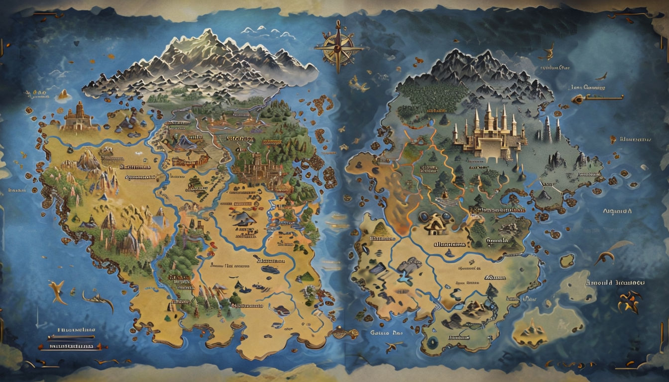 A fantasy world map featuring two distinct continents by Bartosz ...