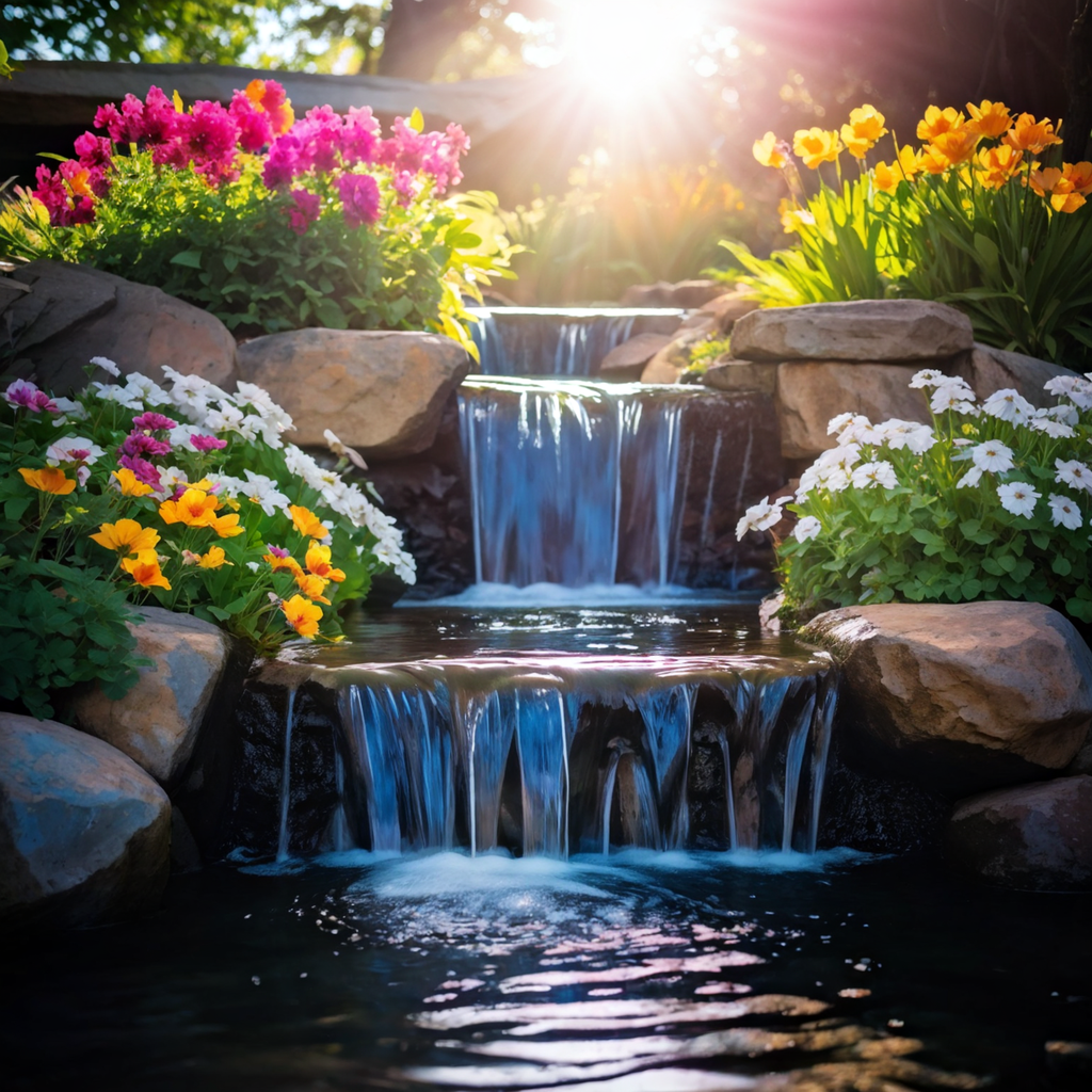 Small waterfall cascading down with an ethereal mist rising ... by ...