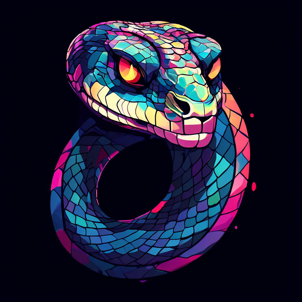 A 2D digital painting of a snake's head inspired by styles f... by Hong ...