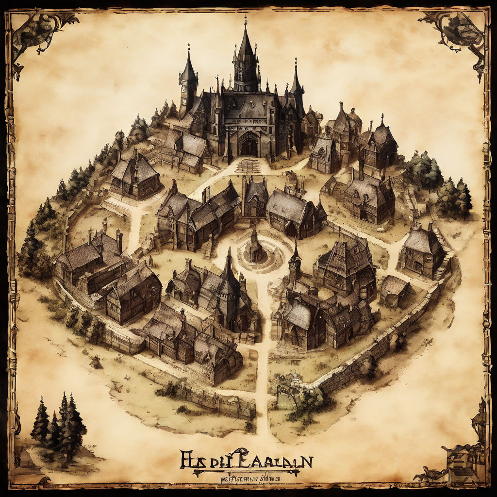 Dark gothic map of the village. Its a map of a medium town d... by ...