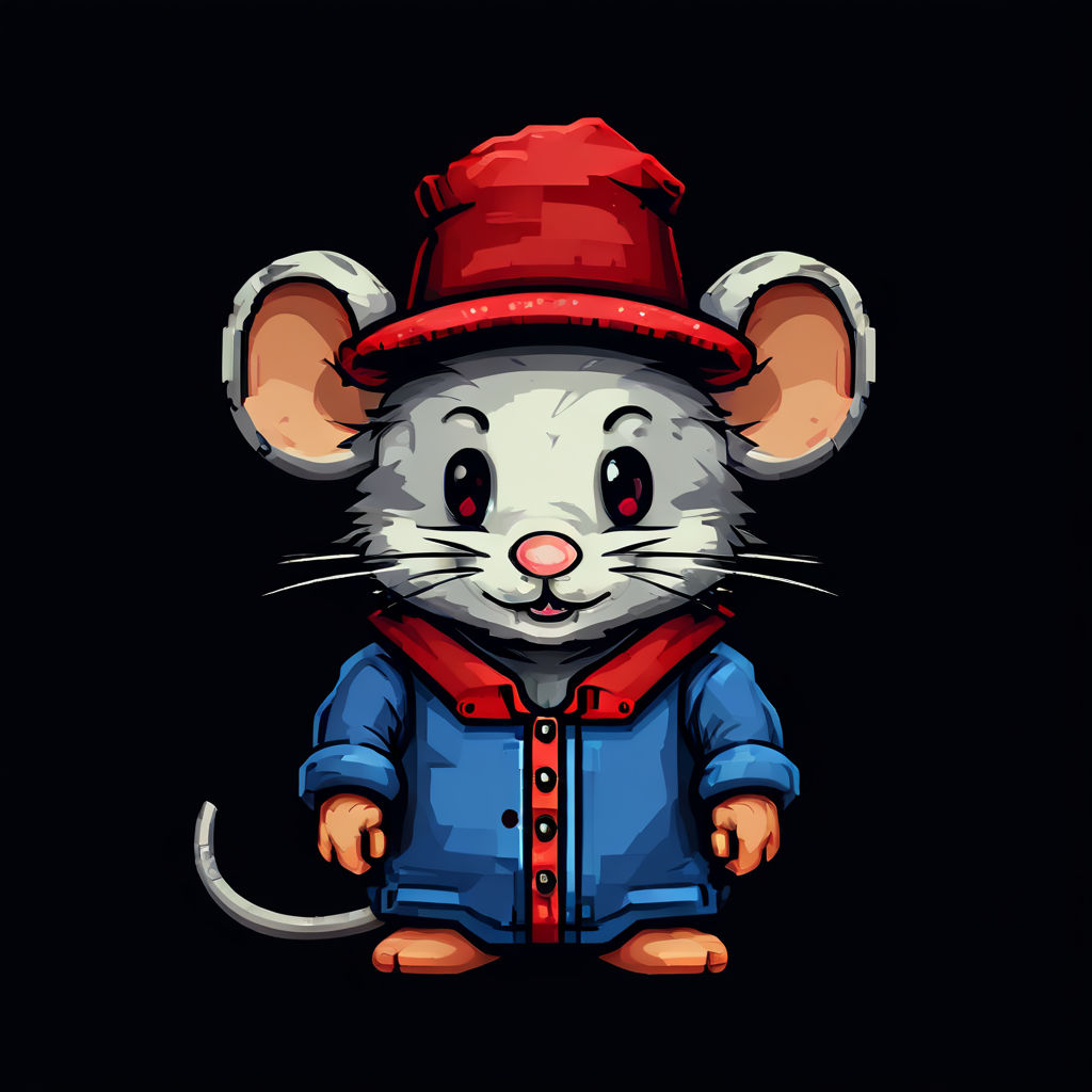8-bit pixel art mouse with pointed hat by James Macken - Playground
