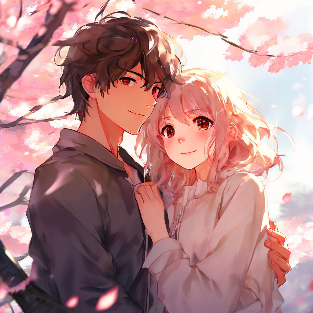 Two anime characters embracing gently by Игорь М - Playground