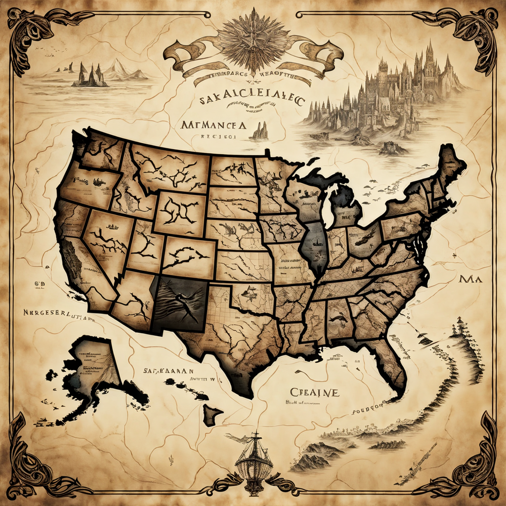 Gothic fantasy map of North America by jacob farmer - Playground
