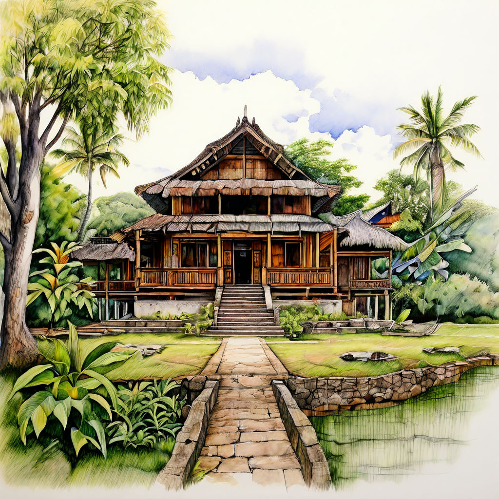 Beautiful traditional house in the Philippines drawing. Just... by ...
