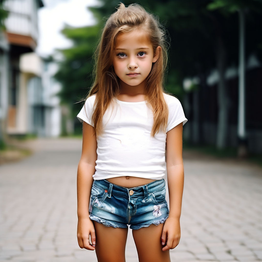 10 year old girl wearing tiny booty shorts by Sai Sahoo - Playground