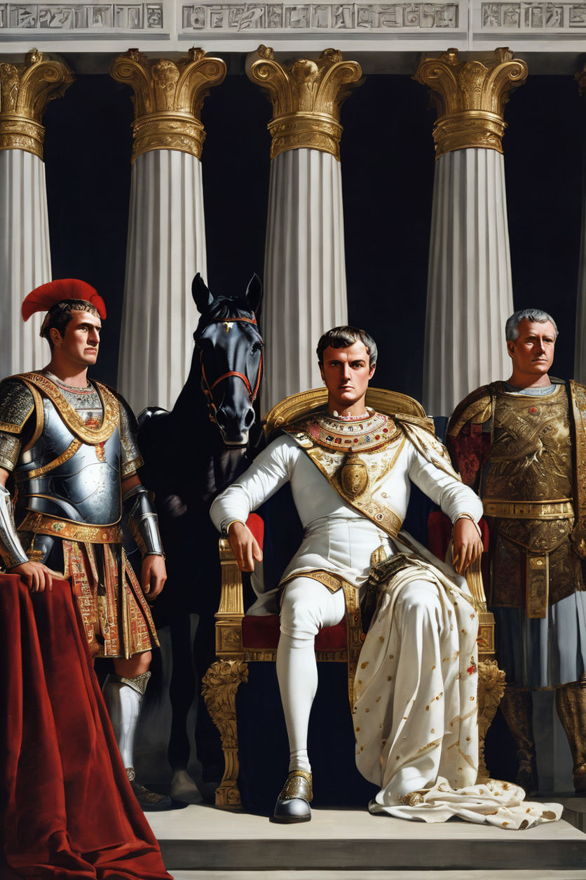 Caligula sitting proudly on a throne with his beloved horse by Barze Ee ...