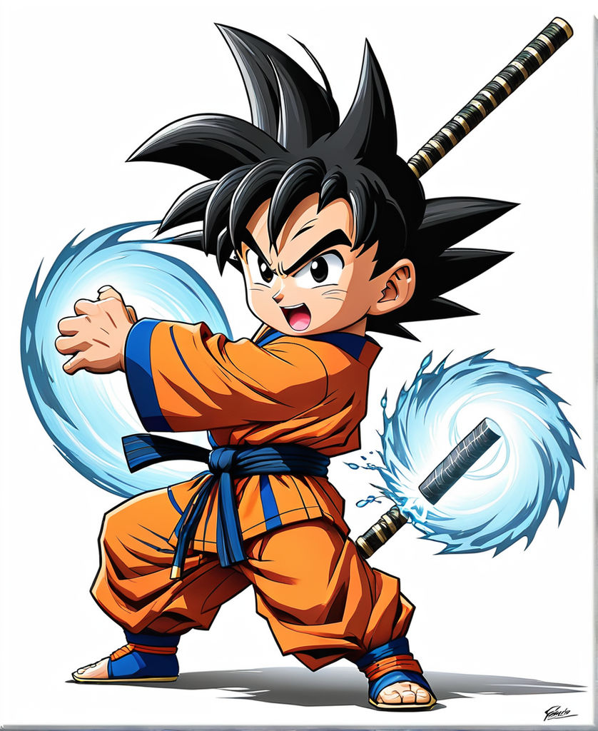 Cartoon Goku wearing kimono with black stripes and vertical ... by RR ...