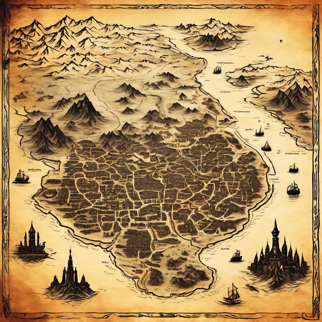 Design a fantasy world map sketch with cities and towns draw... by Luke ...