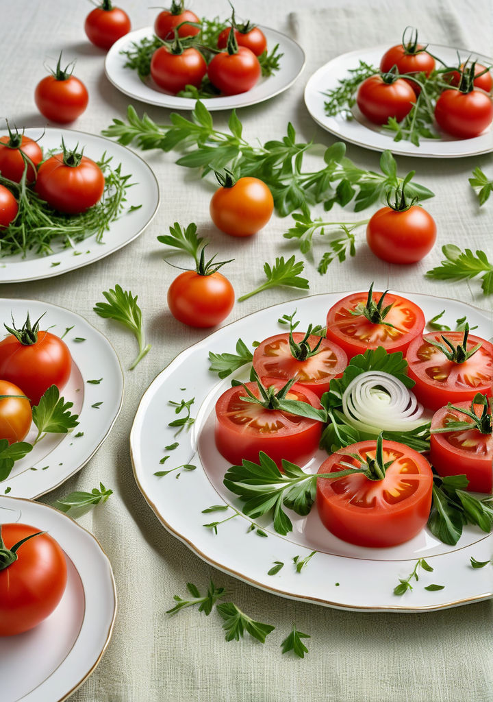 Lavishly arrayed tomato slices and onion cubes by Thomas Schröder ...