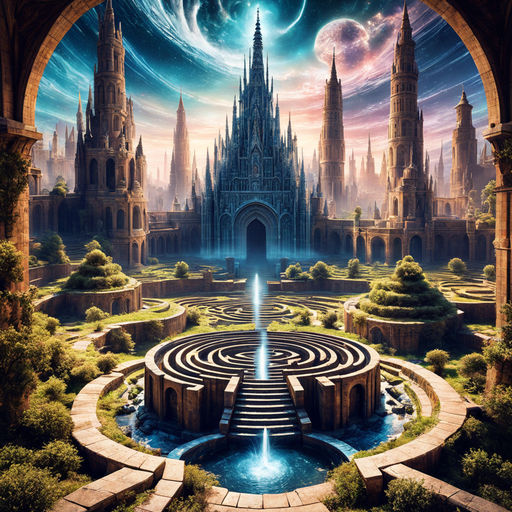 Acid wash effect photo of portrait of a labyrinth in etherea... by ...