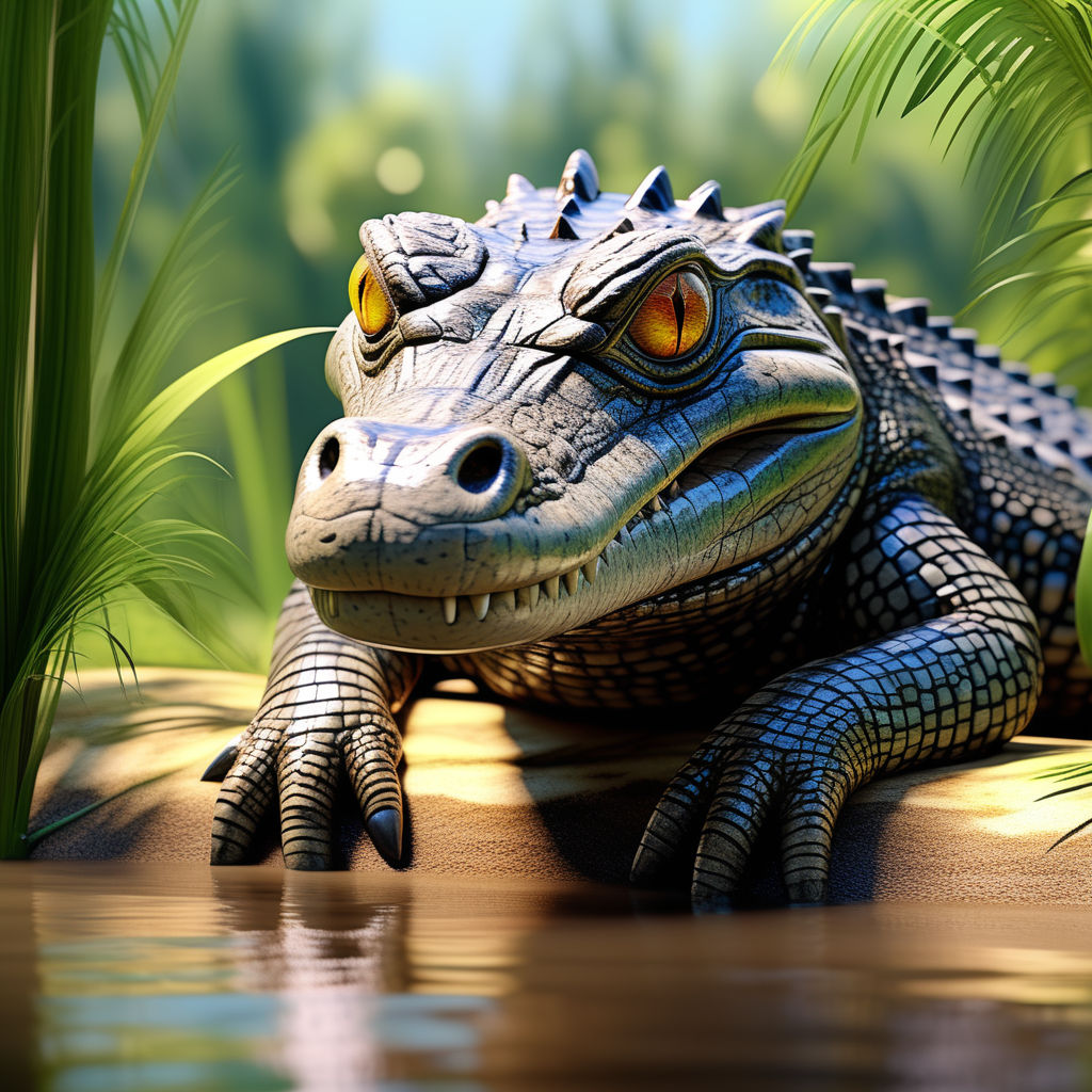 Very sad sitting crocodile crying by Panter - Playground