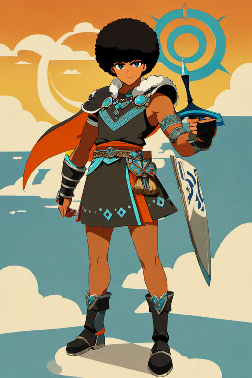 (full body illustration)+(An afro man as an ancient viking w... by Nik ...