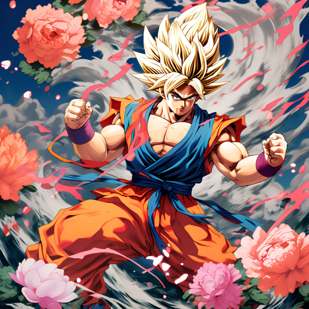 Goku in a dynamic fighting stance from Dragon Ball Z by Jayden Wright ...