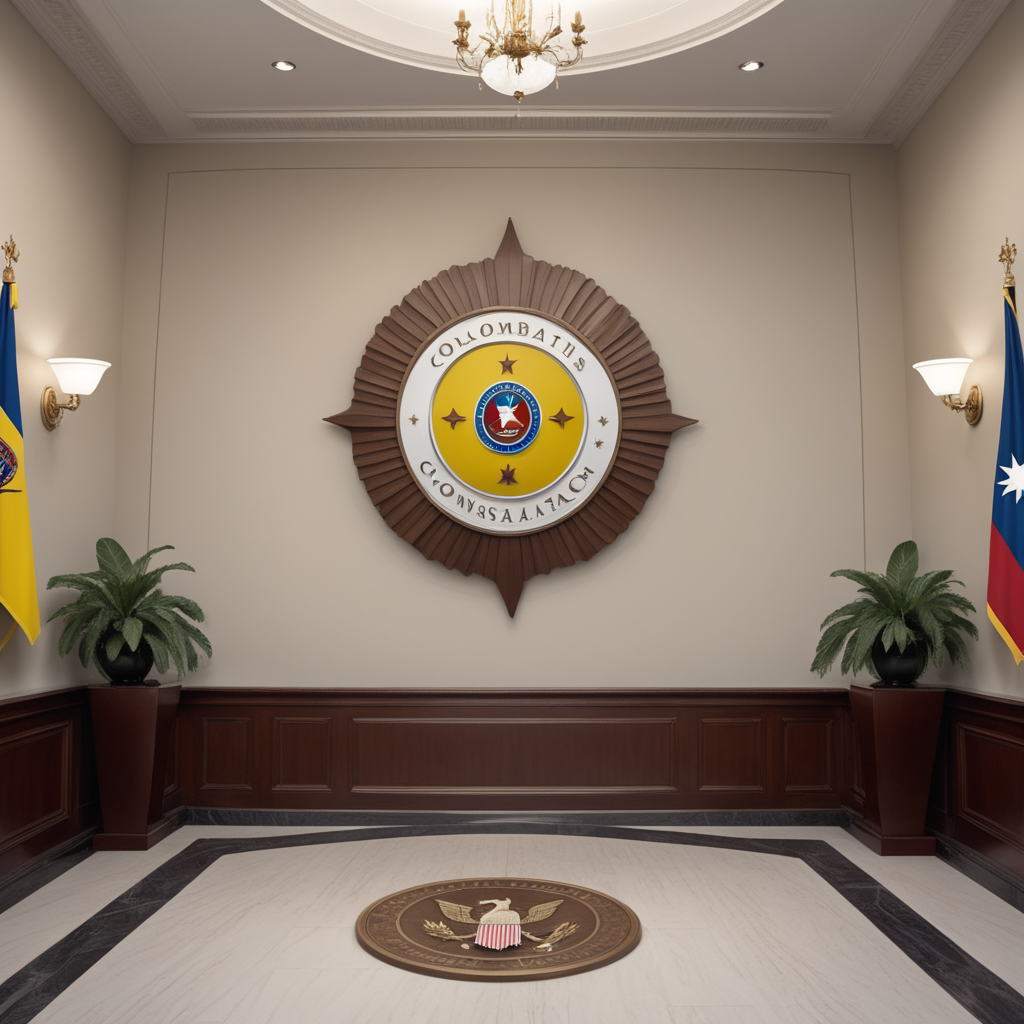 A scene depicting the interior of the Colombian Consulate by carlos ...