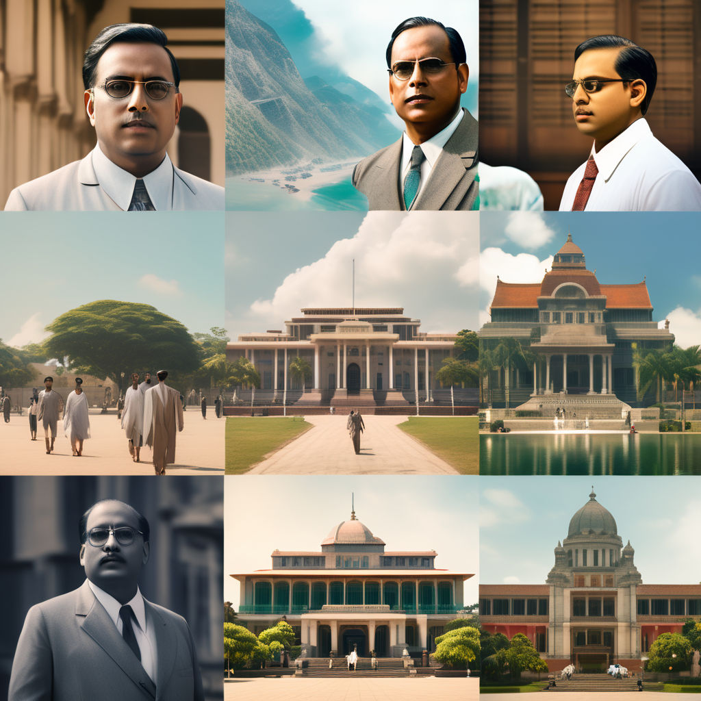 A collage of images depicting Dr. Ambedkar's role as a profe... by ...