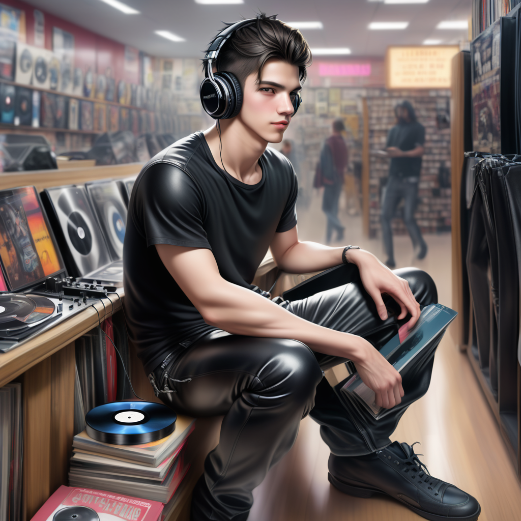 A handsome young bad boy with headphones and a Walkman by apichart ...