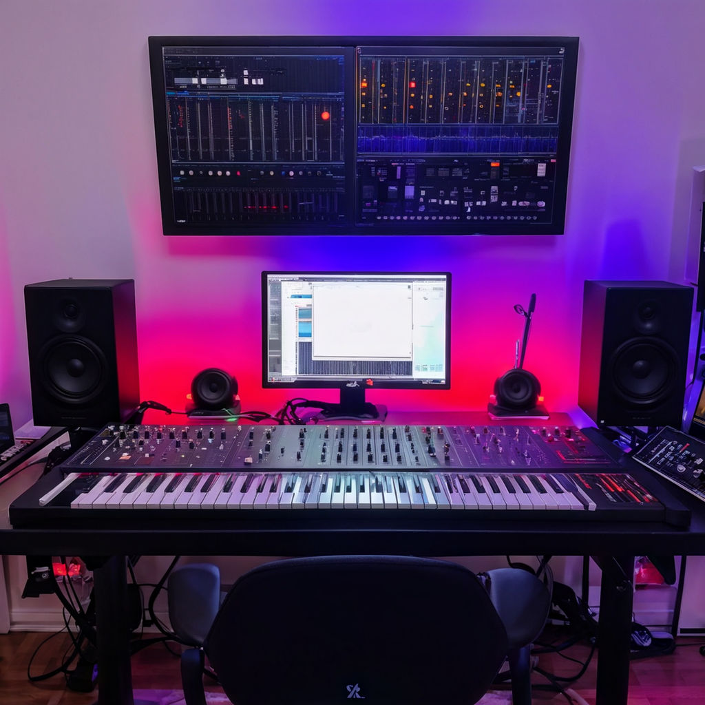 Minimalist music producer desk setup by PinHim - Playground