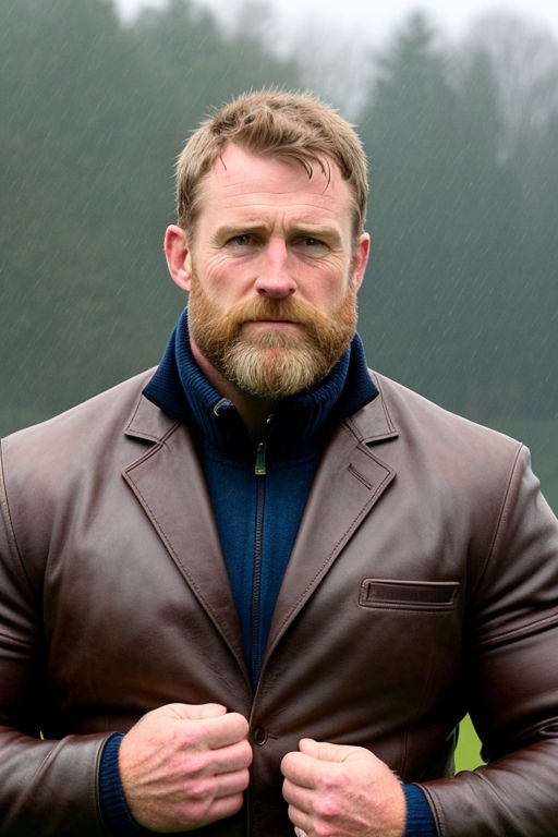 A realistic detailed photo of beefy handsome rugby coach mal... by JK ...