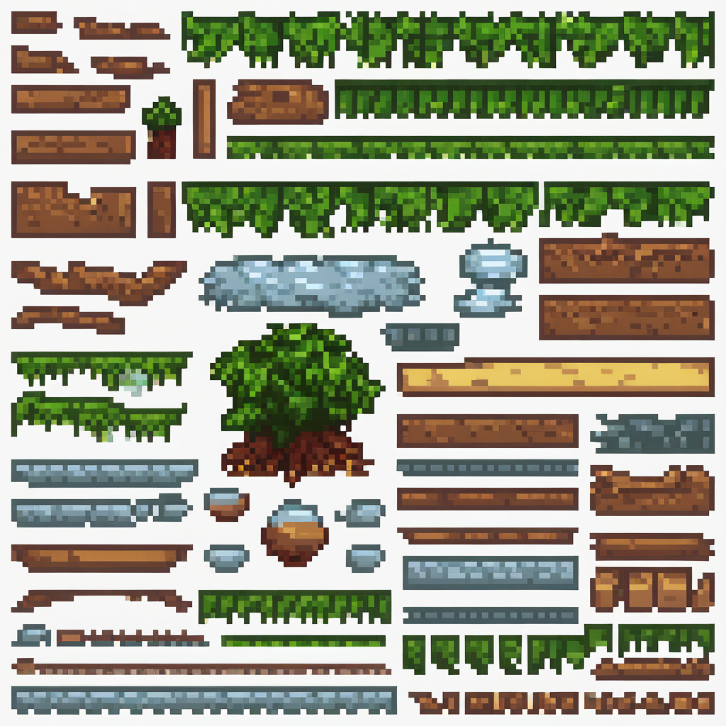 Pixel art sprites of tree branches and storm debris by Joshua Ling ...