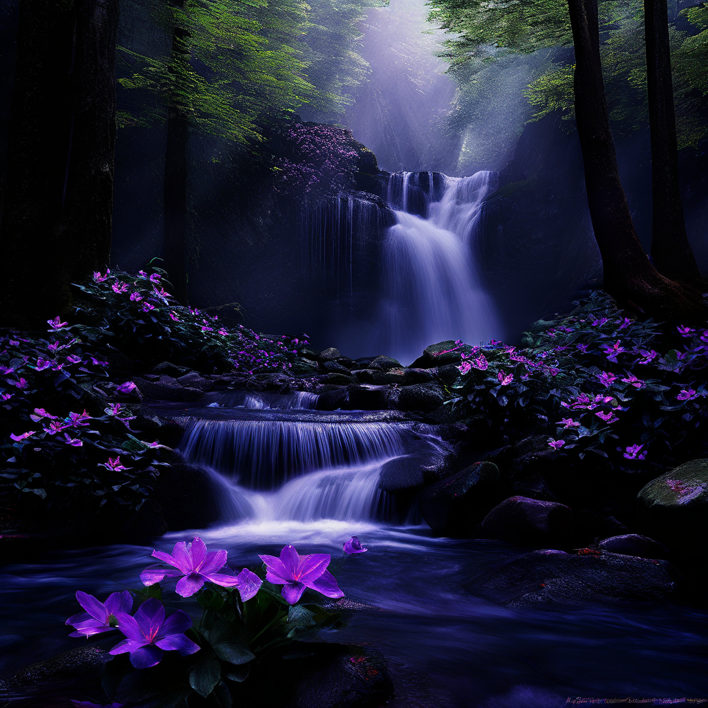 Generated super realistic photo of Beautiful dark forest wat... by ...