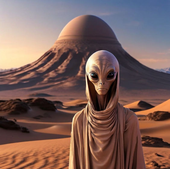 A alien with huge massive wide head and very slim long face ... by ...