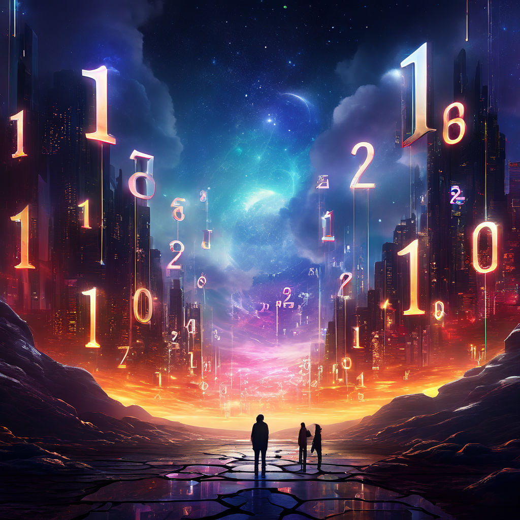 Surreal digital painting of ethereal space with numbers glow... by ...