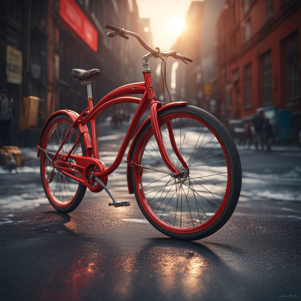 Red cycle in street by new bies - Playground
