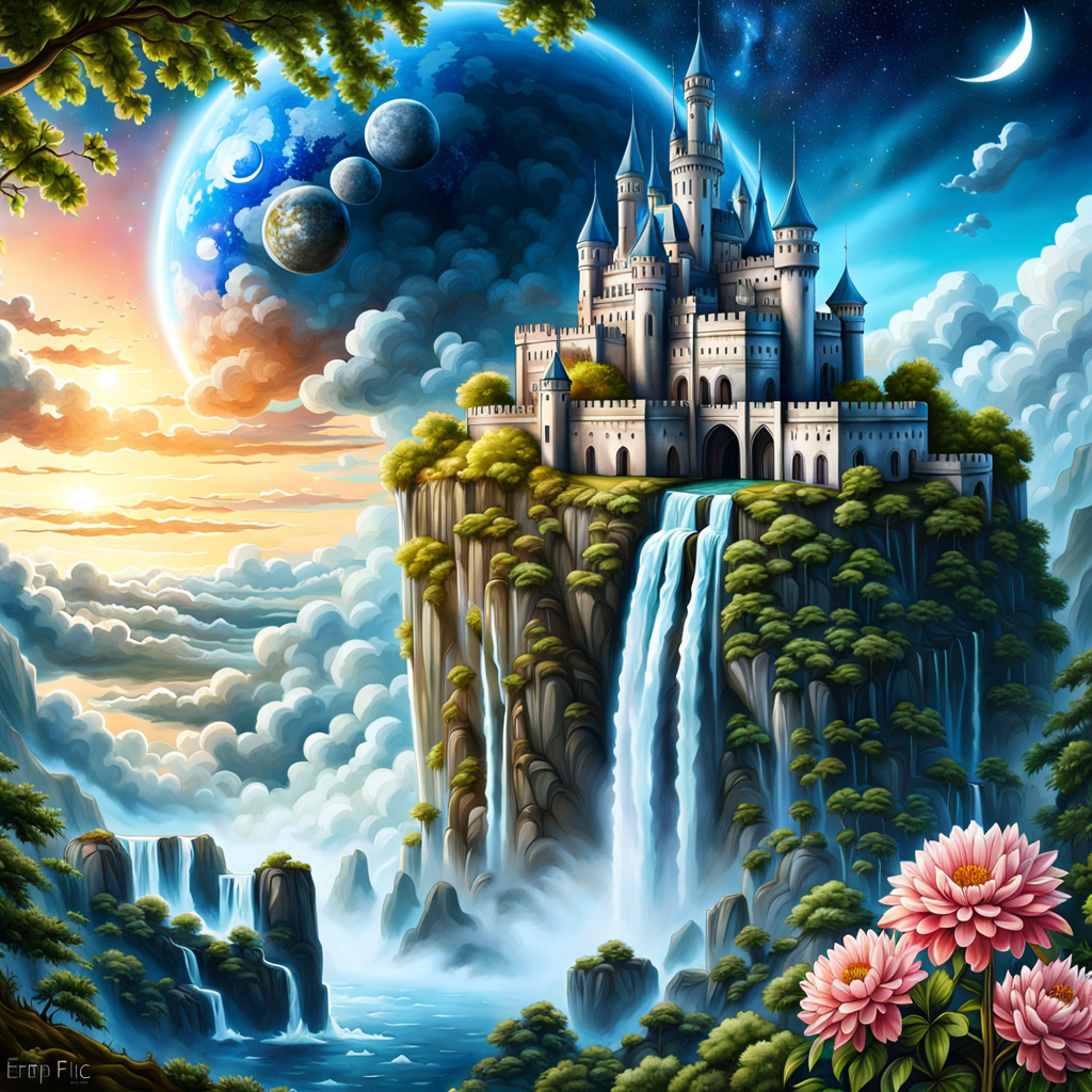 The castle stands of the edge of a breath-taking waterfall by MrBig2017 ...