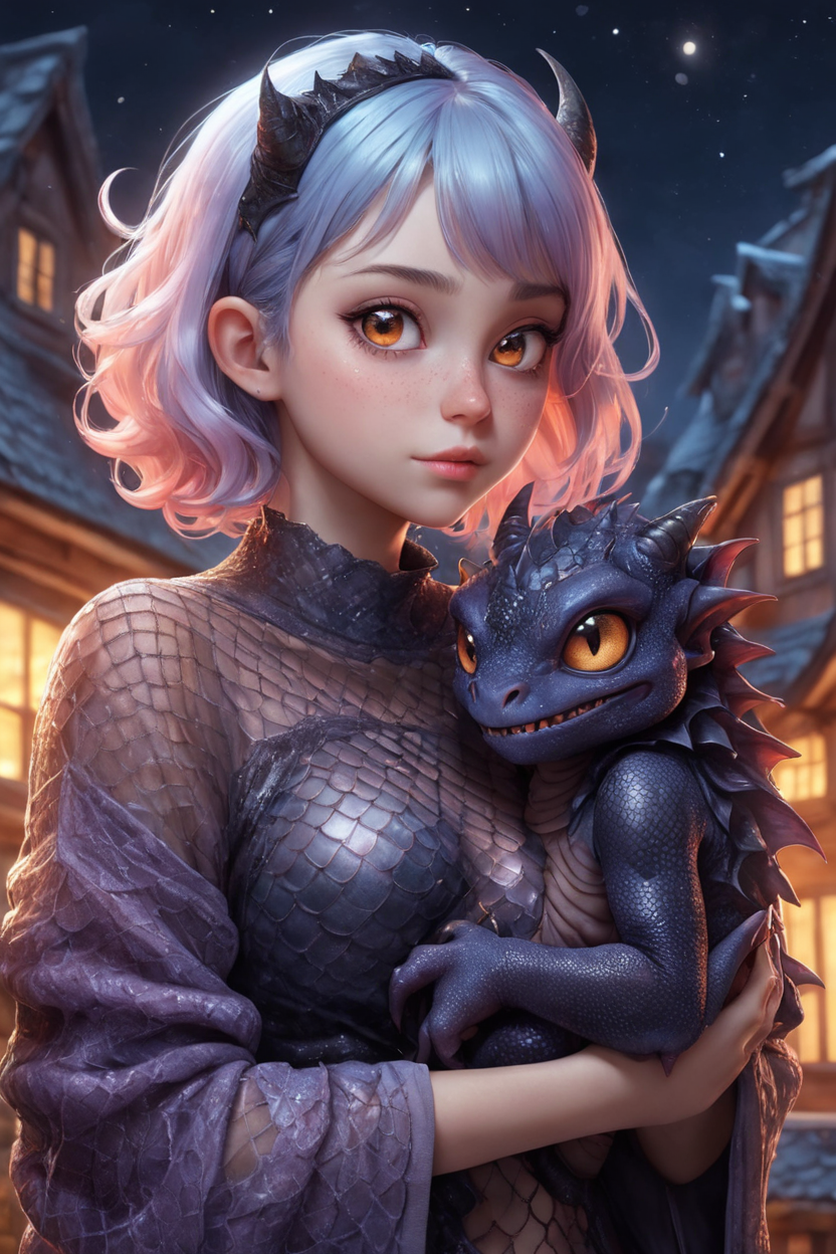 Photorealistic illustration of a monster-girl with demon imp... by ...