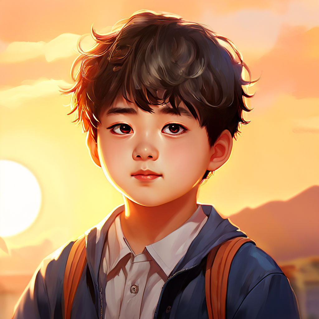 An endearing image of a chubby Korean middle school boy with... by ...
