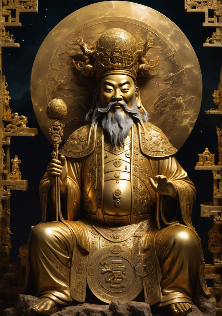 Chinese God of Longevity as GoldenGod by rong deng - Playground