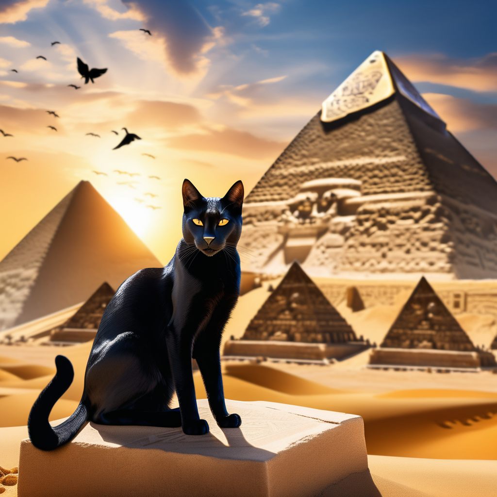 Black cats next to the Egyptian god Anubis by Nova Group - Playground